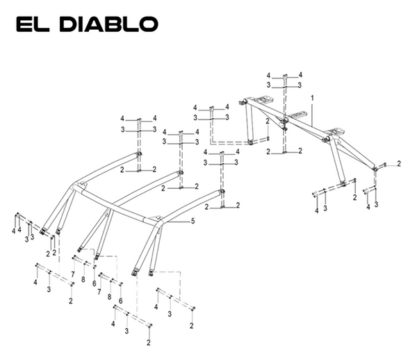 ROPS CAGE, REAR, EL DIABLO, BLACK - Speed UTV